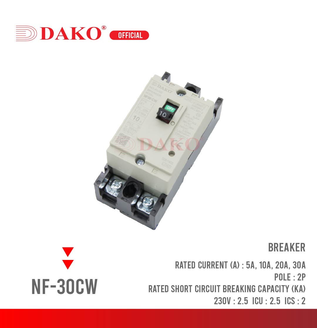 เบรกเกอร์ MCCB 2P 5A, 10A, 15A, 20A, 30A DAKO NF30-CW | Lazada.co.th