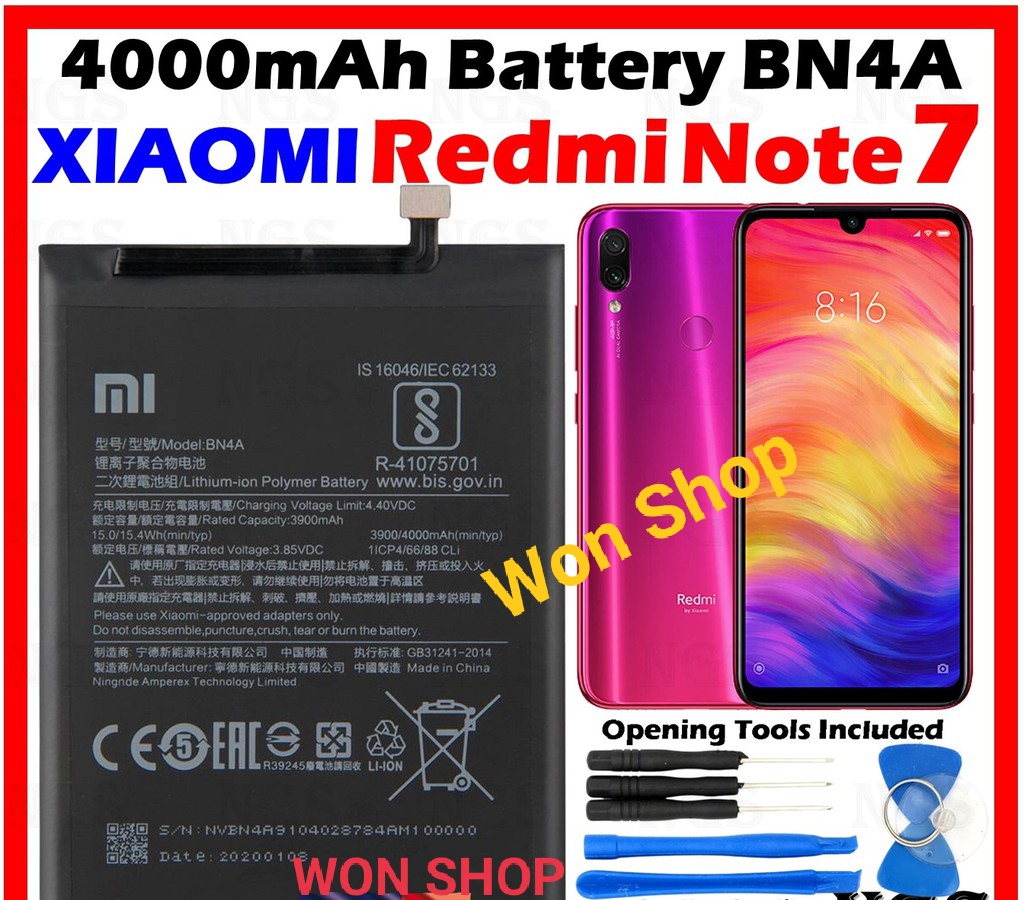 แบตBN4A forXiaomi Redmi Note 7 BN4A for with+ชุดไขควง Battery 4000mAh ...