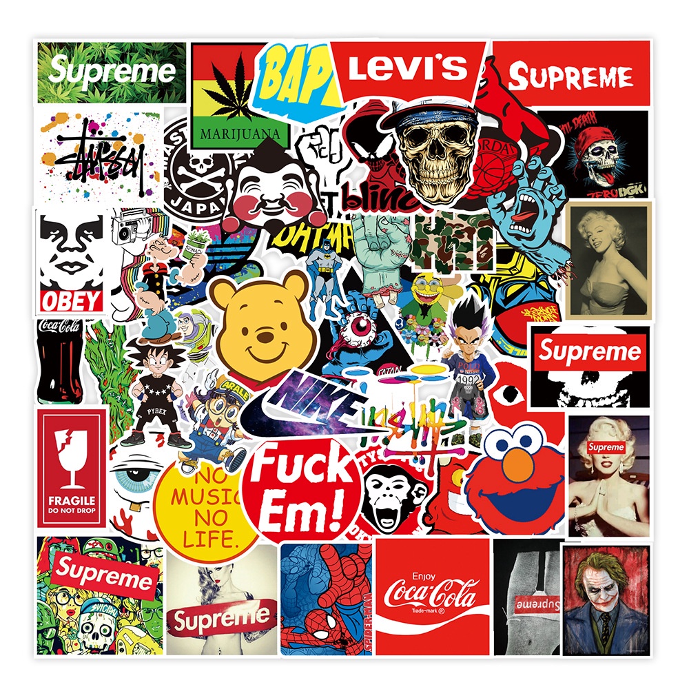 พร้อมส่ง Sup Supreme sticker โคก pooh totoro สติกเกอร์กันน้ำรูปแบบที่ ...