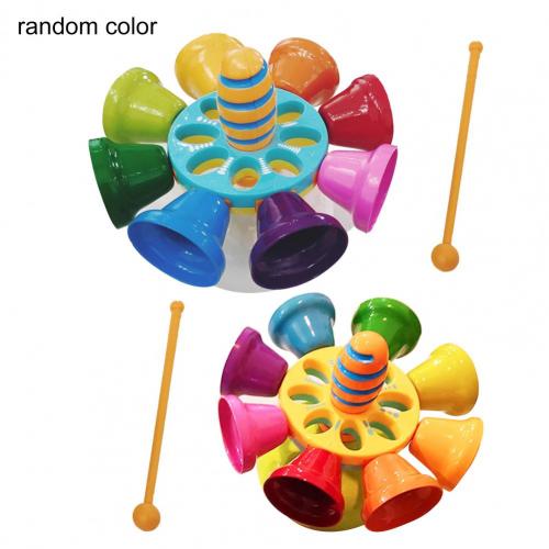 Kids Hand Bell Toy Percussion Rainbow Color Early Education Rotatable 8 ...