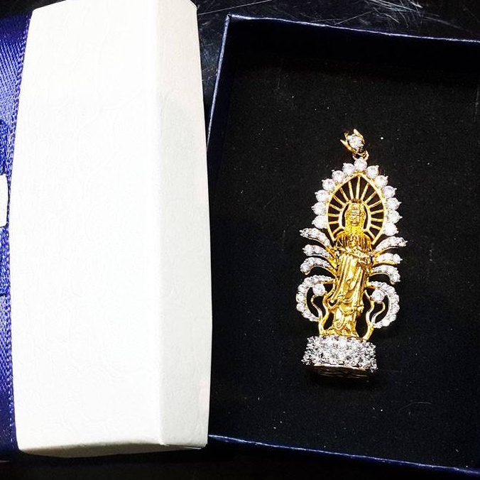 JIJD K118จี้พระเจ้าแม่กวนอิม นำเข้าจากฮ่องกง (ฝังเพชร)จี้พระกรอบทอง จี้ ...