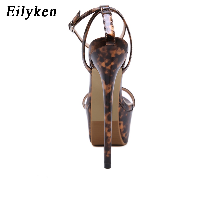 ☁ Eilyken Leopard Women High Heels Sandals 16cm Sexy Stripper Shoes Party Pumps Shoes Women ...
