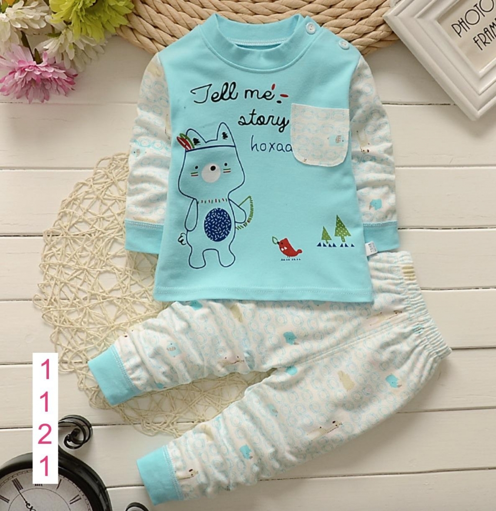 L-PJB-1121 ชุดนอนเด็กผู้ชาย สีฟ้า ลายหมี 🚒 พร้อมส่ง ด่วนๆ จาก กทม 🚒 ...