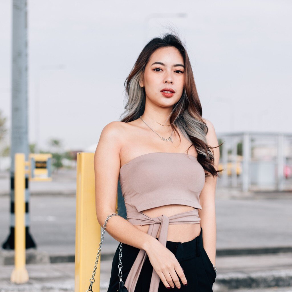 Emma Crop เสื้อเกาะอกผูกเอว (3007) | Lazada.co.th