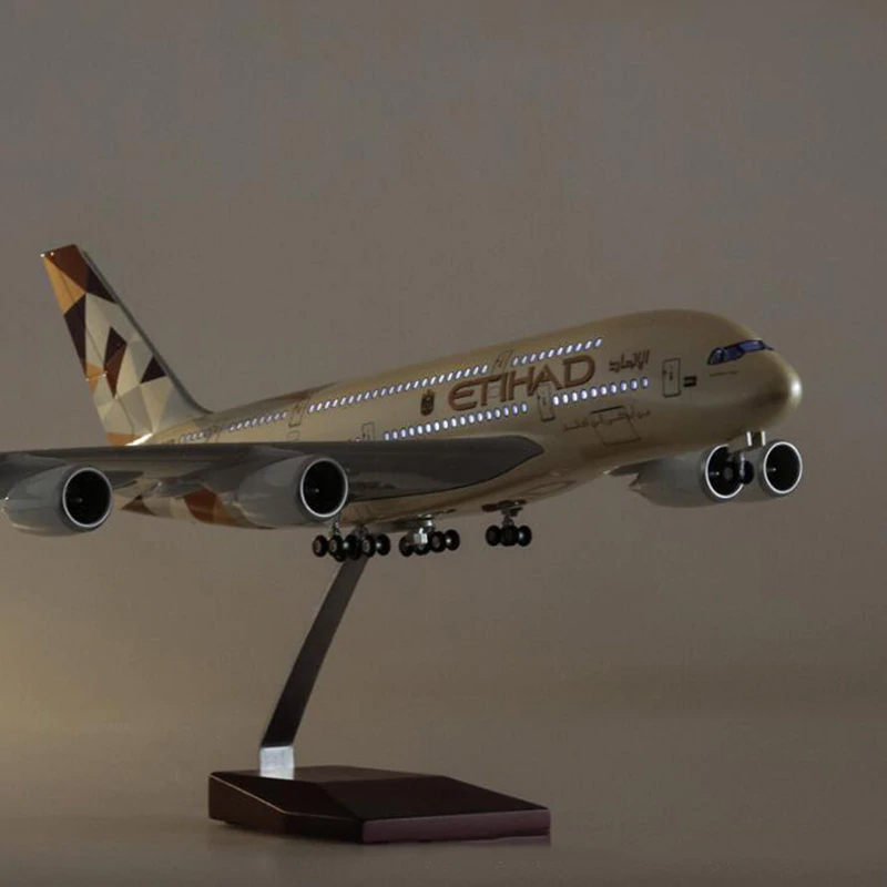 ETIHAD Airbus A380 Super Jumbo Airplane Model with LED Light (Touch or ...