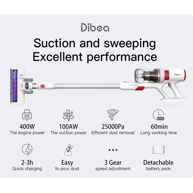 IO Dibea F20 MAX PLUS เครื่องดูดฝุ่นถูพื้นไร้สาย แท้งค์น้ำถูพื้น ดูดและ ...