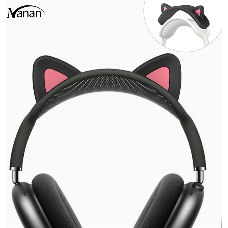 Cute Cat Ears Protector Covers Wireless Bluetooth-compatible Soft ...
