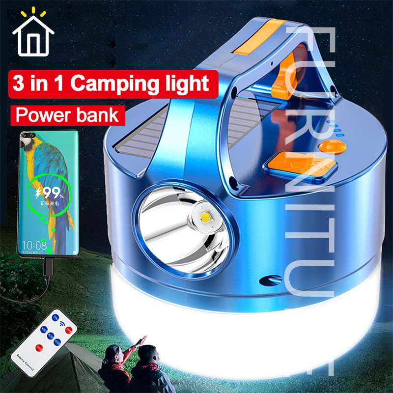 ⚡FT⚡Portable Solar Power Camping Light USB Rechargeable Flashlight Tent ...