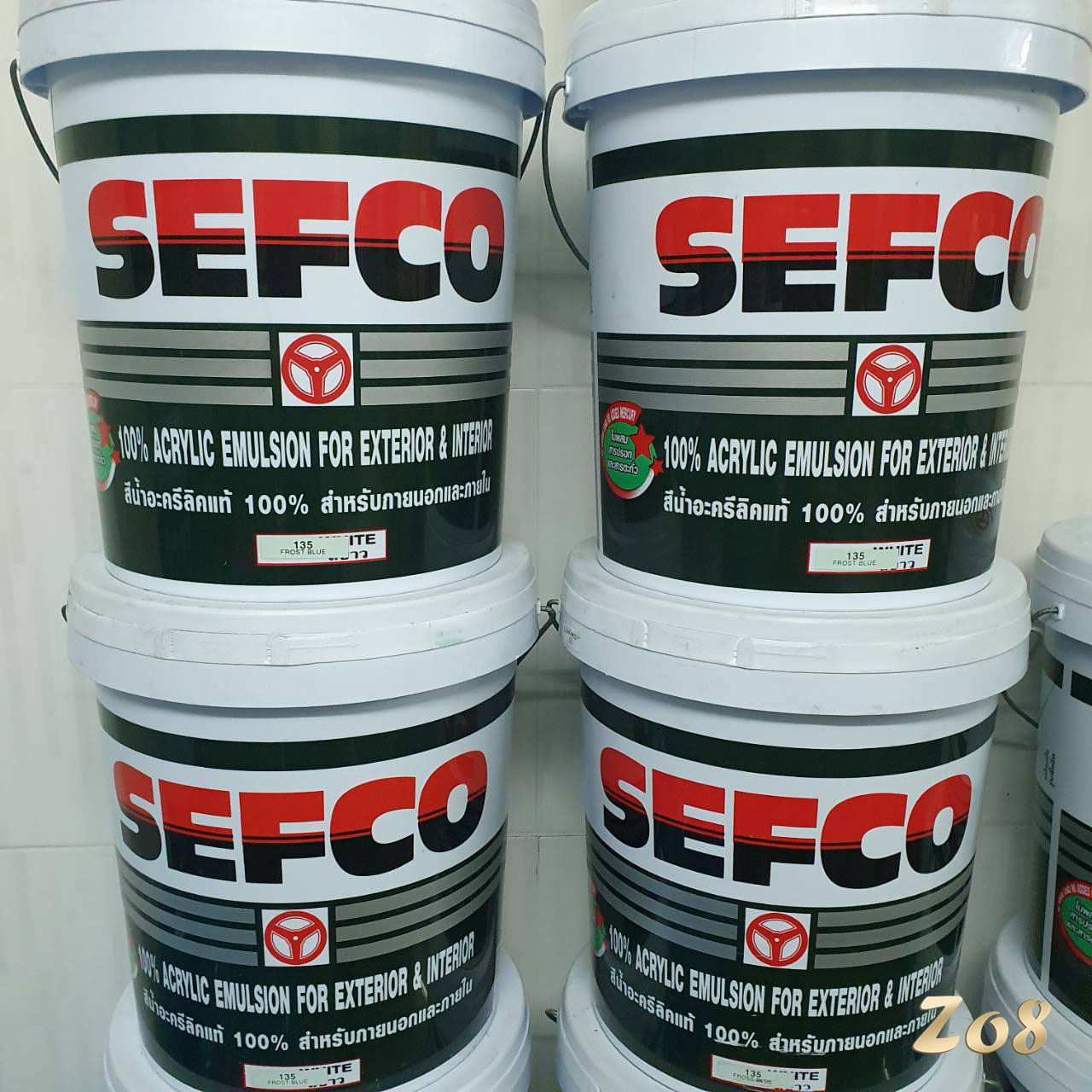 (No.135) สีน้ำอะครีลิคแท้ เกรดพรีเมียม สีน้ำ สีทาบ้าน สำหรับทาภายนอกและภายใน สีเขียวอมฟ้า FROST ...