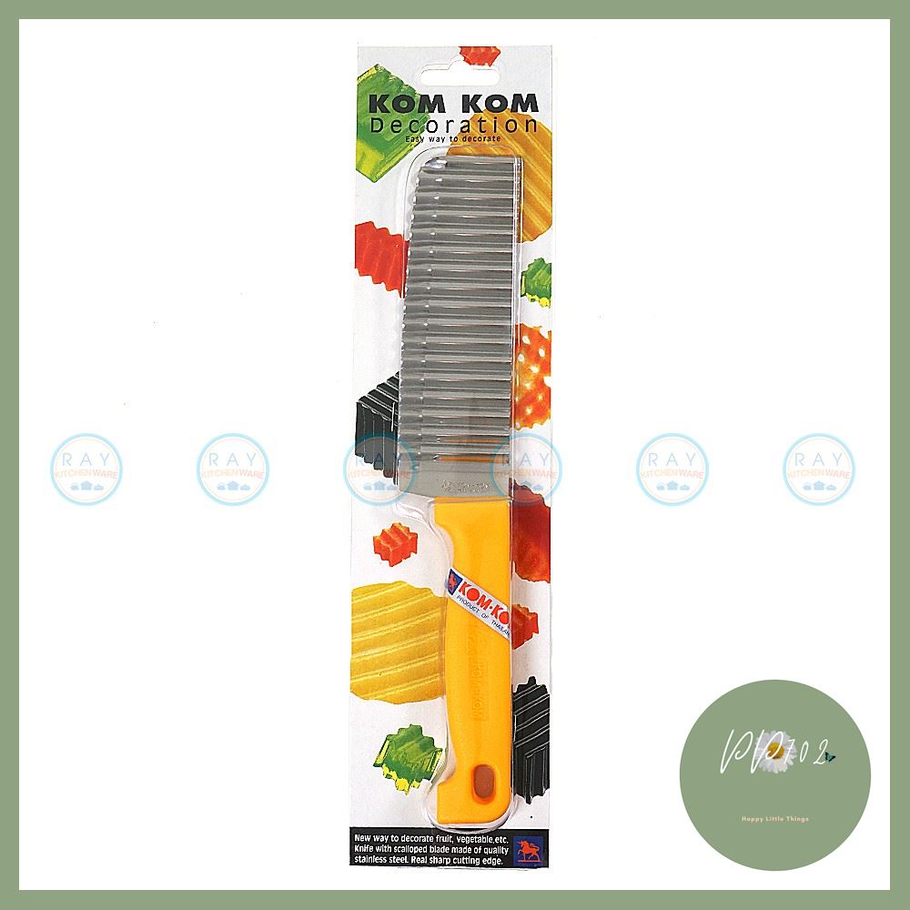 Kom Kom มีดหั่นลาย ด้ามเหลือง 5.5 นิ้ว ตราคมคม มีดคมคม 011 มีดหั่นวุ้น ...