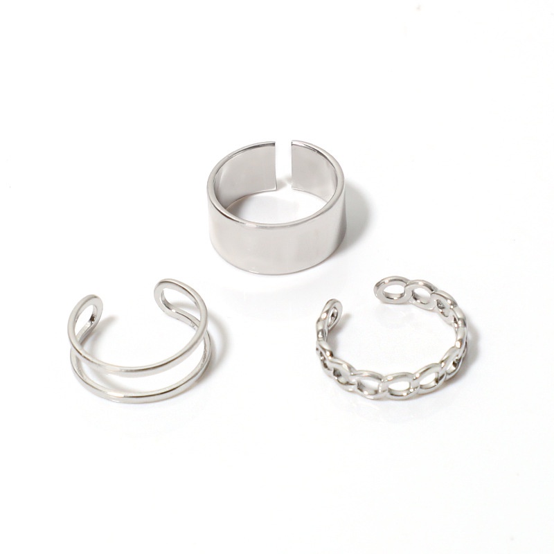 2021 Fashion Simple Hip Hop Design Silver Ring Retro Ring Set for Women ...