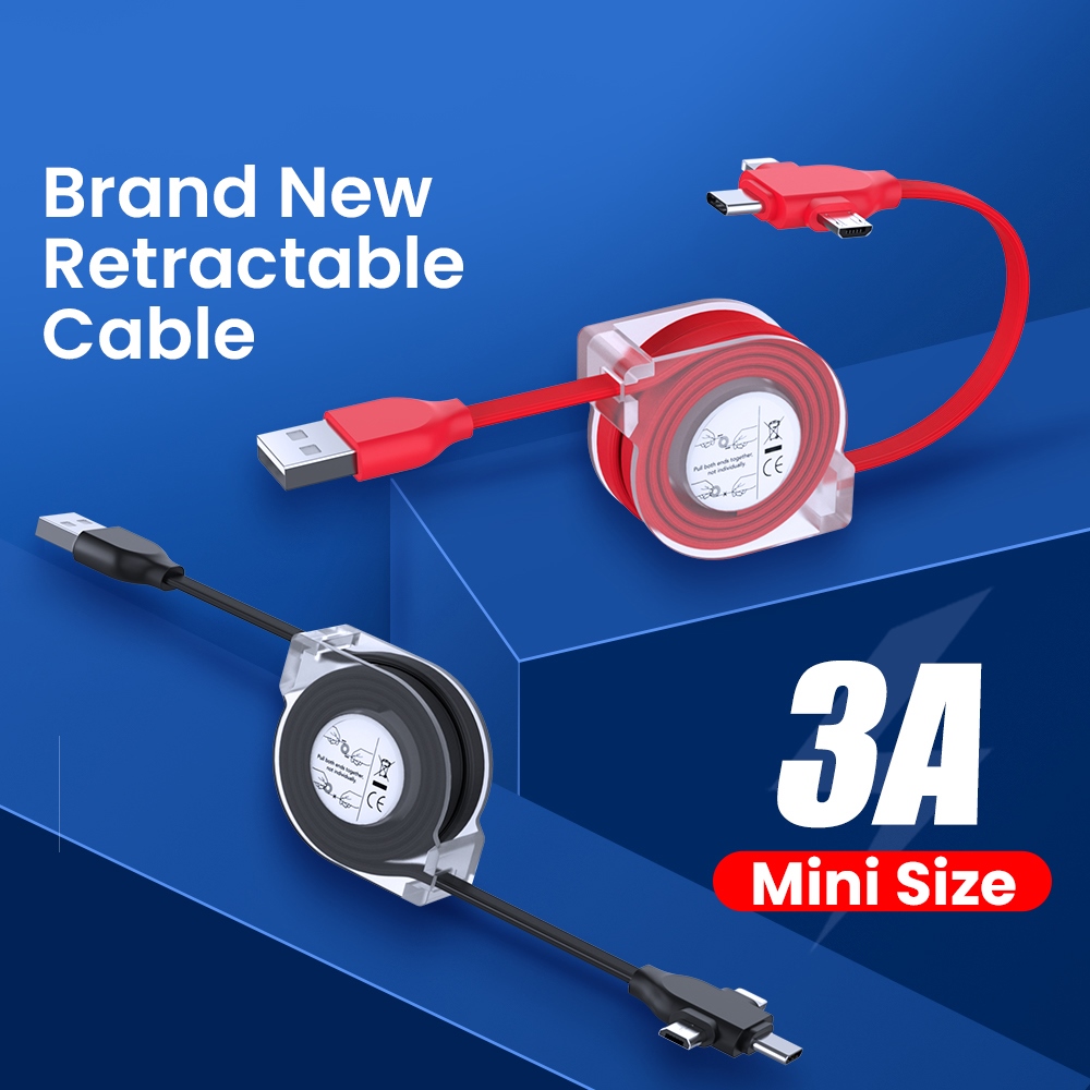 1/2m 3 In 1 USB Charge Cable 8 Pin/Micro USB/Type C Kable Portable ...
