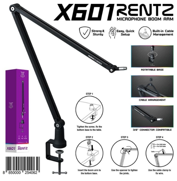 ขาตั้งไมโครโฟน NUBWO รุ่น X601 พับและกางออกได้ หมุนได้ 360 องศา ติดตั้งง่าย มาพร้อมตัวล็อคเก็บ ...