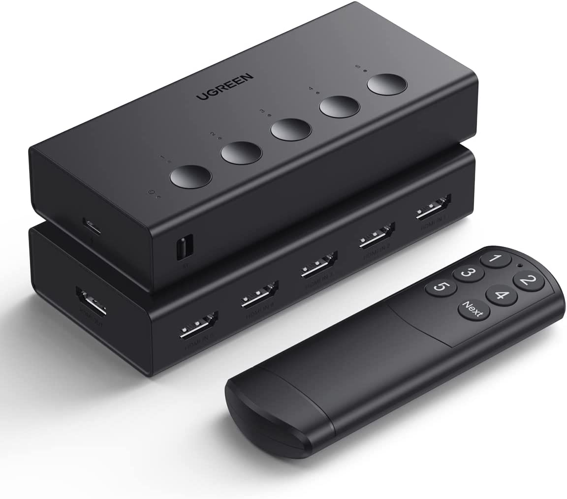 UGREEN HDMI Switch 5 in 1 รองรับ 4K ที่ 60Hz HDMI Splitter พร้อมรีโมท ...