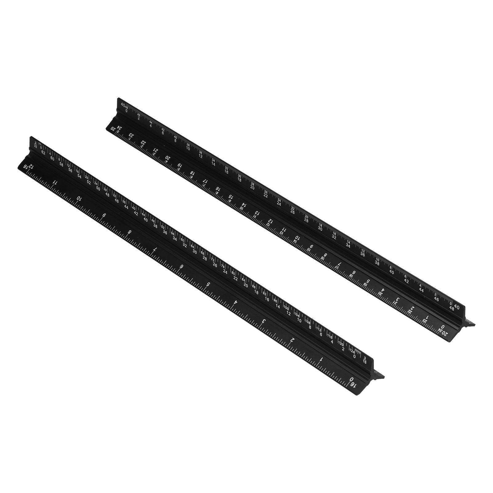 2Pcs Engineer Scale Triangular Engineer Scale Ruler Set Black Imperial ...
