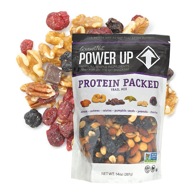 โปรตีน ธัญพืชรวม ถั่ว Power Up Packed Trail Mix Gourmet Nut - Mezcla de ...