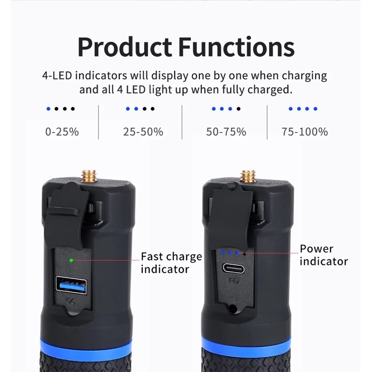 KingMa 10000mAH Power Bank Battery Hand Grip Selfie stick สำหรับ GoPro ...