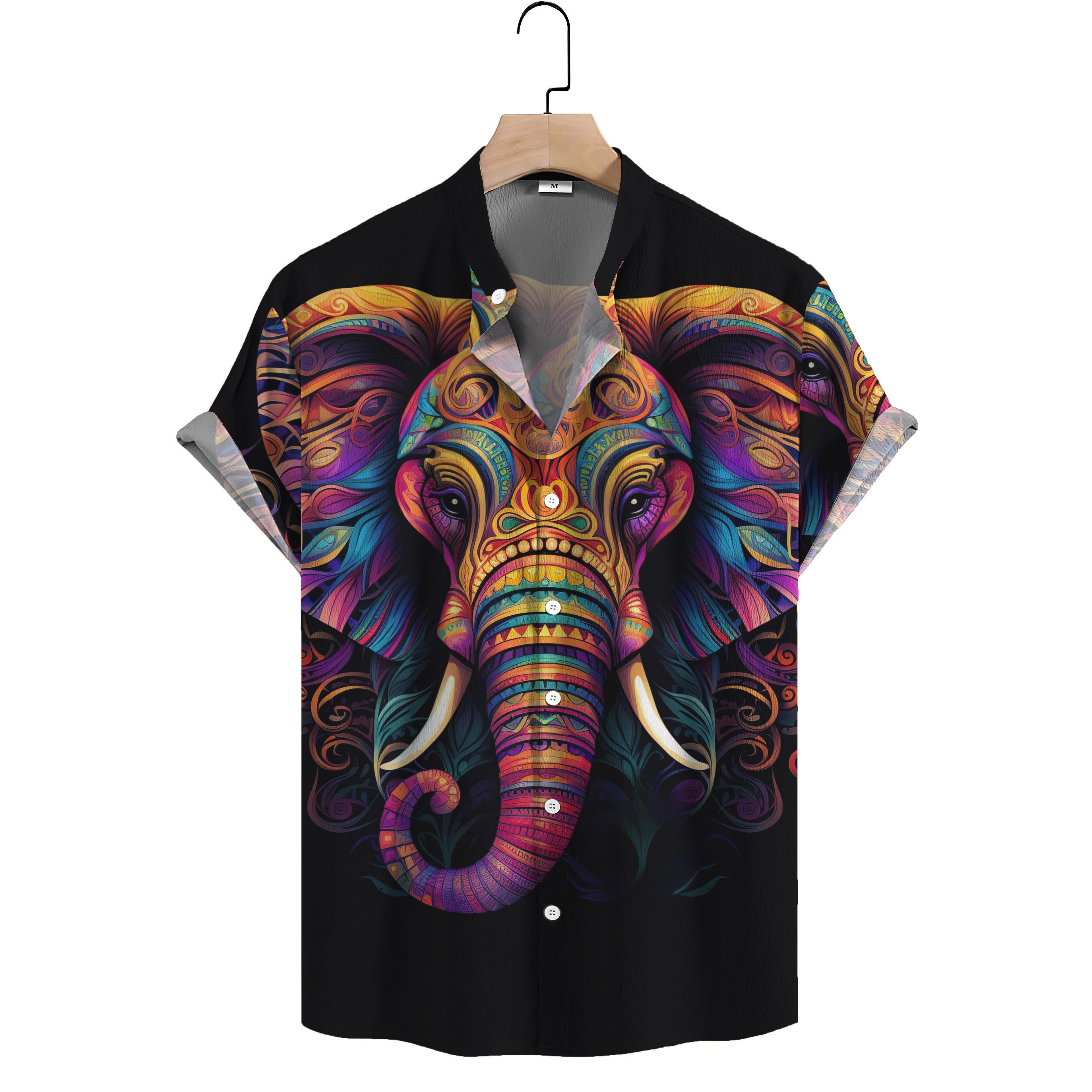 เสื้อเชิ้ตผู้ชาย 2567 เสื้อพิมพ์ลายช้าง เสื้อสงกรานต์ เสื้อฮาวายลำลอง ...