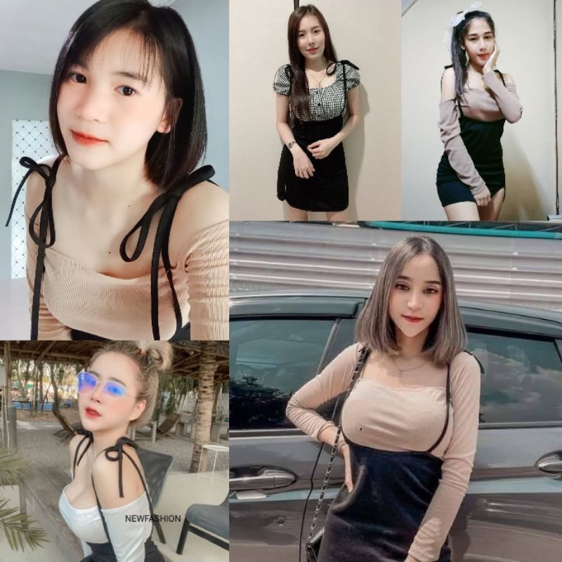 Spinny House???? ชุดเซ็ต 2ชิ้น‼️เอี๊ยม เสื้อแขนยาว‼️ผ้าร่อง กระโปรงพื้นดำ มีสายผูกผ้ายืด ♥️รุ่น ...