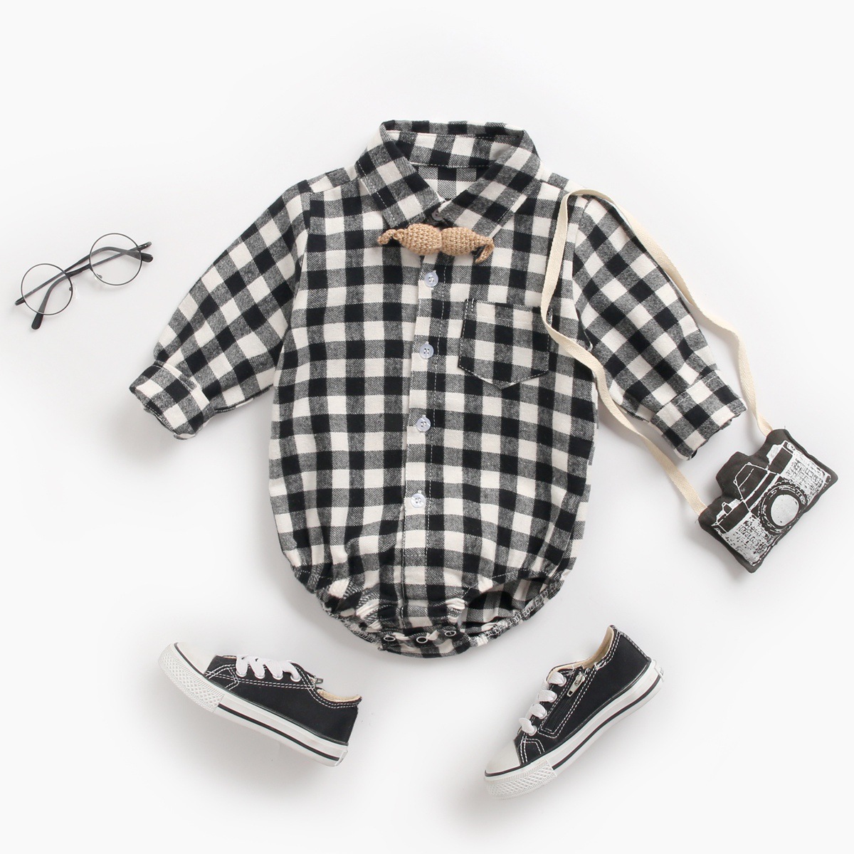Infant Bodysuit Spring New Baby Boys Clothes Long Sleeve Jumpsuit Plaid ...