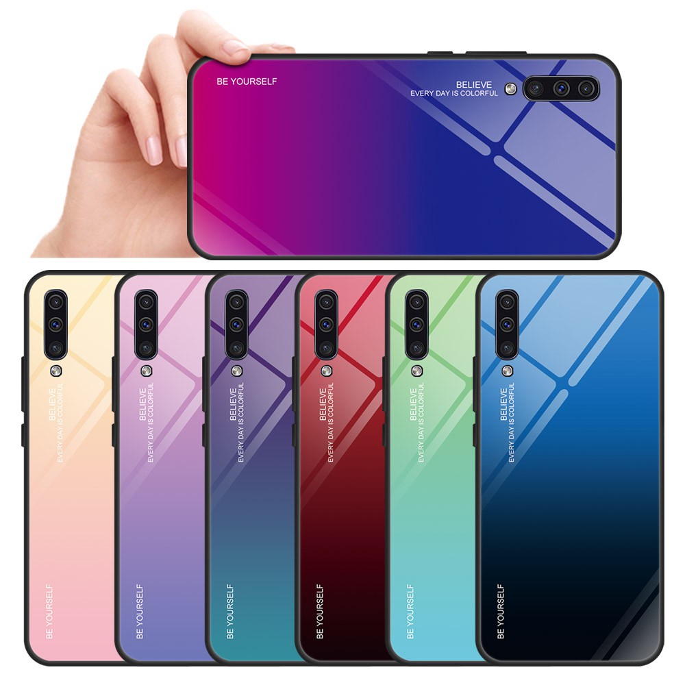 Case Samsung Galaxy A50/A50s เคสซัมซุง เคสกระจกสองสี เคสเงาไล่สี ขอบ ...