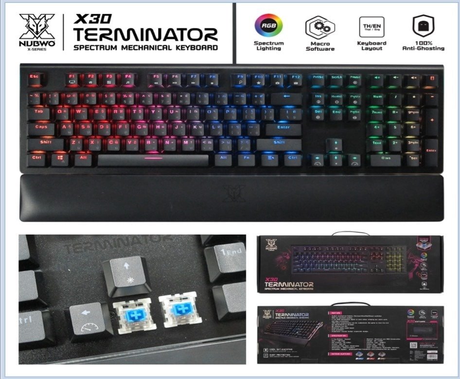 Nubwo X30 Terminator Spectrum Mechanical Keyboard RGB Macro | Lazada.co.th