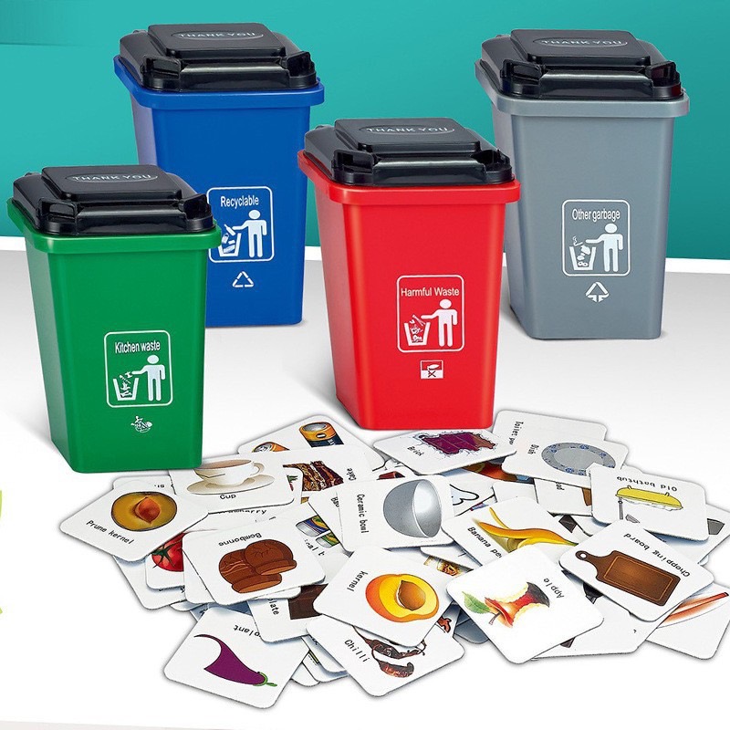 บอร์ดเกมส์แยกขยะ Garbage Classification Board game เกมส์ฝึกท่องคำศัพท์ แยกชนิดขยะการ์ดท่องศัพท์ ...