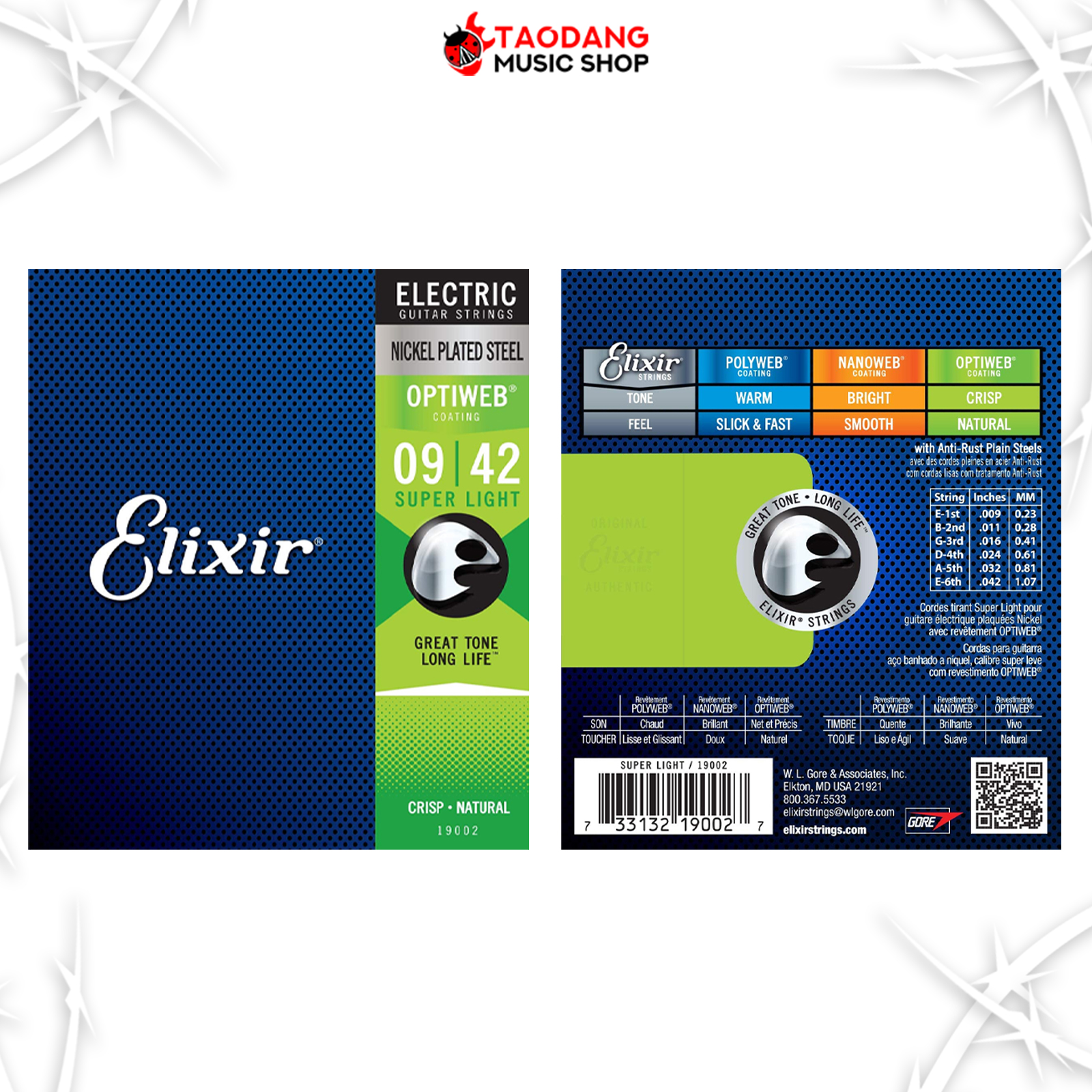 ทักแชทรับส่วนลด 200.- MAX ซื้อ 3 ชุดลดเพิ่มอีก 5 สายกีต้าร์ไฟฟ้าแบบเคลือบ Elixir Optiweb Nickel ...