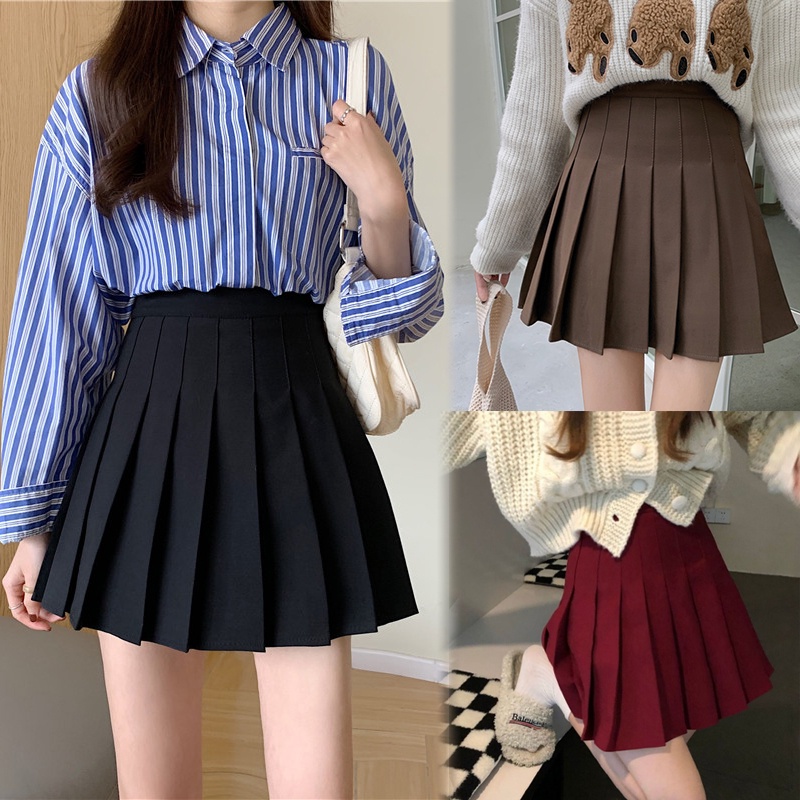 XS-3XL 7ส กระโปรงทรงแคบ มีชับใน กระโปรงจีบรอ กระโปรงทรงเอ นักเรียน กระโปรงสั้น กระโปรงเทนนิส JK ...