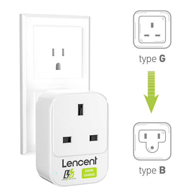 UK to US Plug Adapter with 3 USB Ports LENCENT Grounded UK to Thailand ...