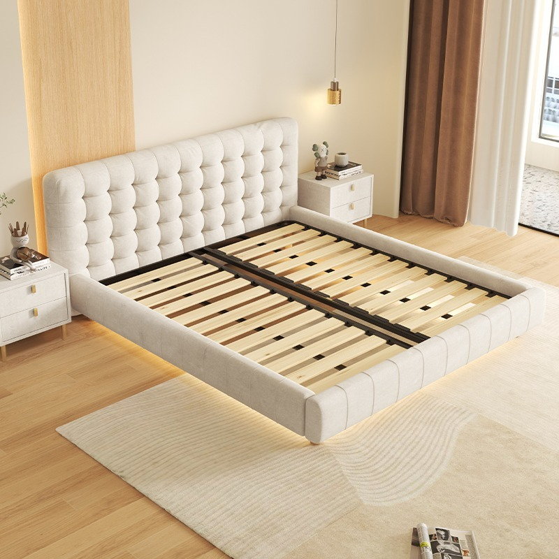 Bed เตียงนอน 6 ฟุต 5ฟุต Double Bed Tech cloth bed Cream Wind frosted ...