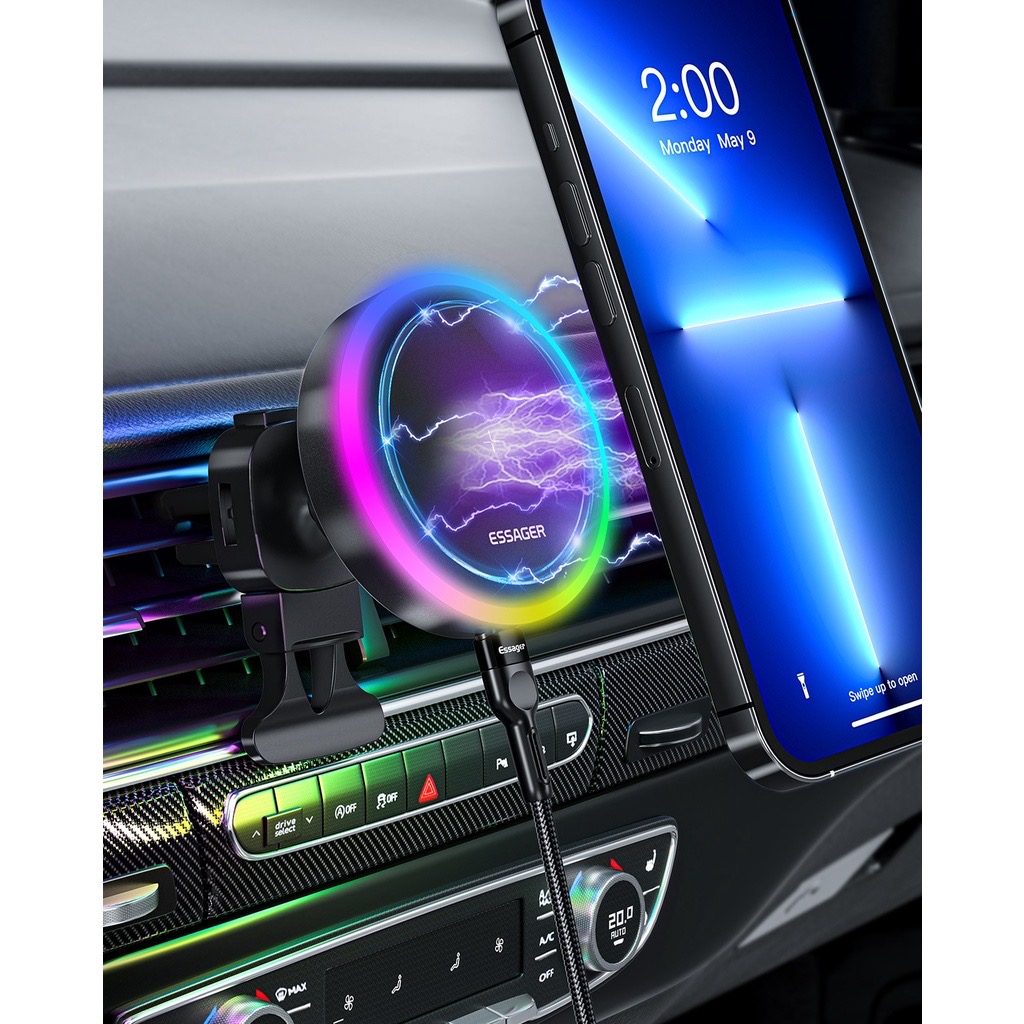 ESSAGER Qi 15W แท่นชาร์จไร้สายอัจฉริยะ LED แสดงสถานะชาร์จ ฟาสชาร์จ ...