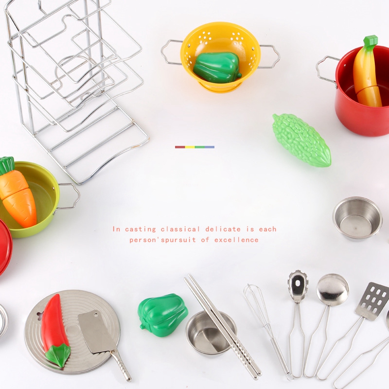 25Pcs Pretend Play Toy Simulation Colorful Stainless Steel Cookware Pan ...