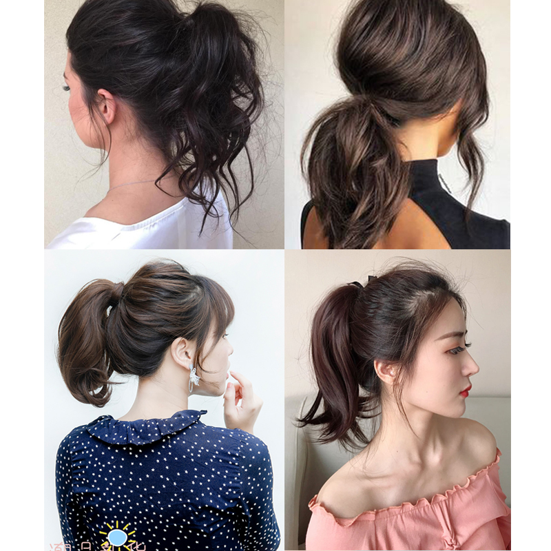 2021DIANQI natural hair chignon heat resistant synthetic donut straight ...