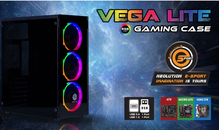 CASE RGB Vega Lite Gaming Case Neolution/// NEO SAPPHIRE V2 power ...