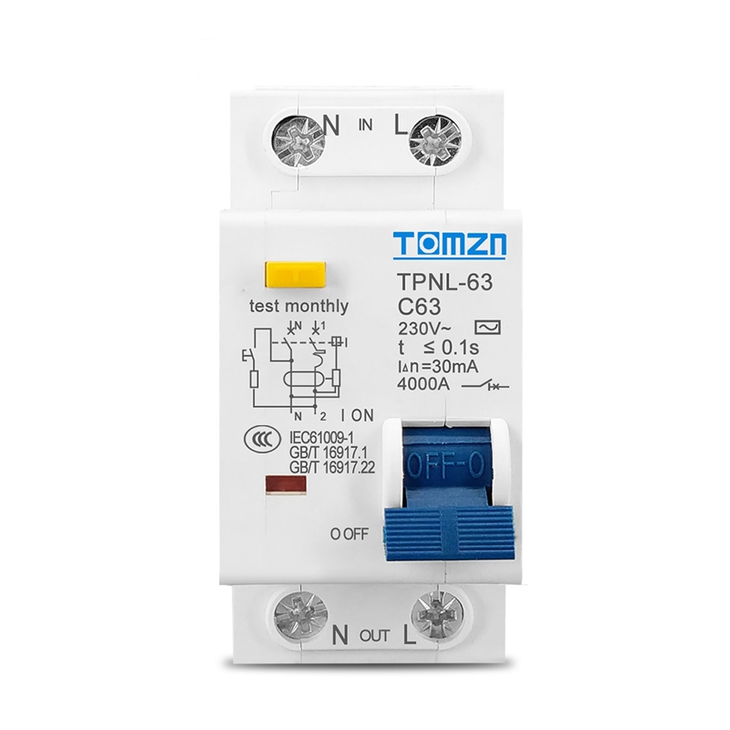 TOMZN TPNL DPNL 230V 1PN Residual Current Circuit Breaker with over and Short Current Protection ...