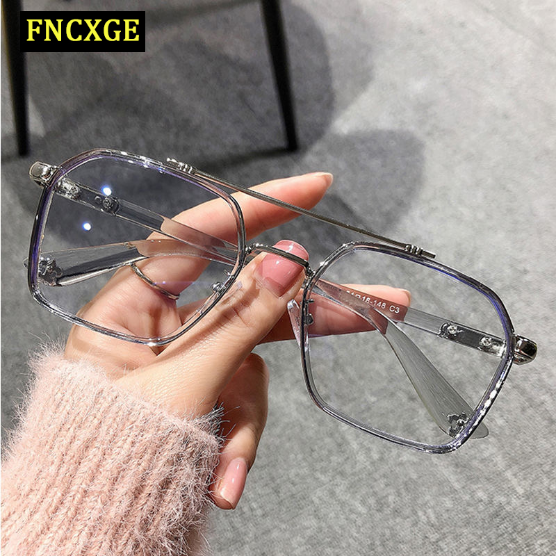 FNCXGE กรอบแว่นตา สายตาสั้น (0°ถึง -600°แว่นตานักบิน ป้องกันแสงสีฟ้า แฟชั่นสําหรับผู้ชาย และ ...