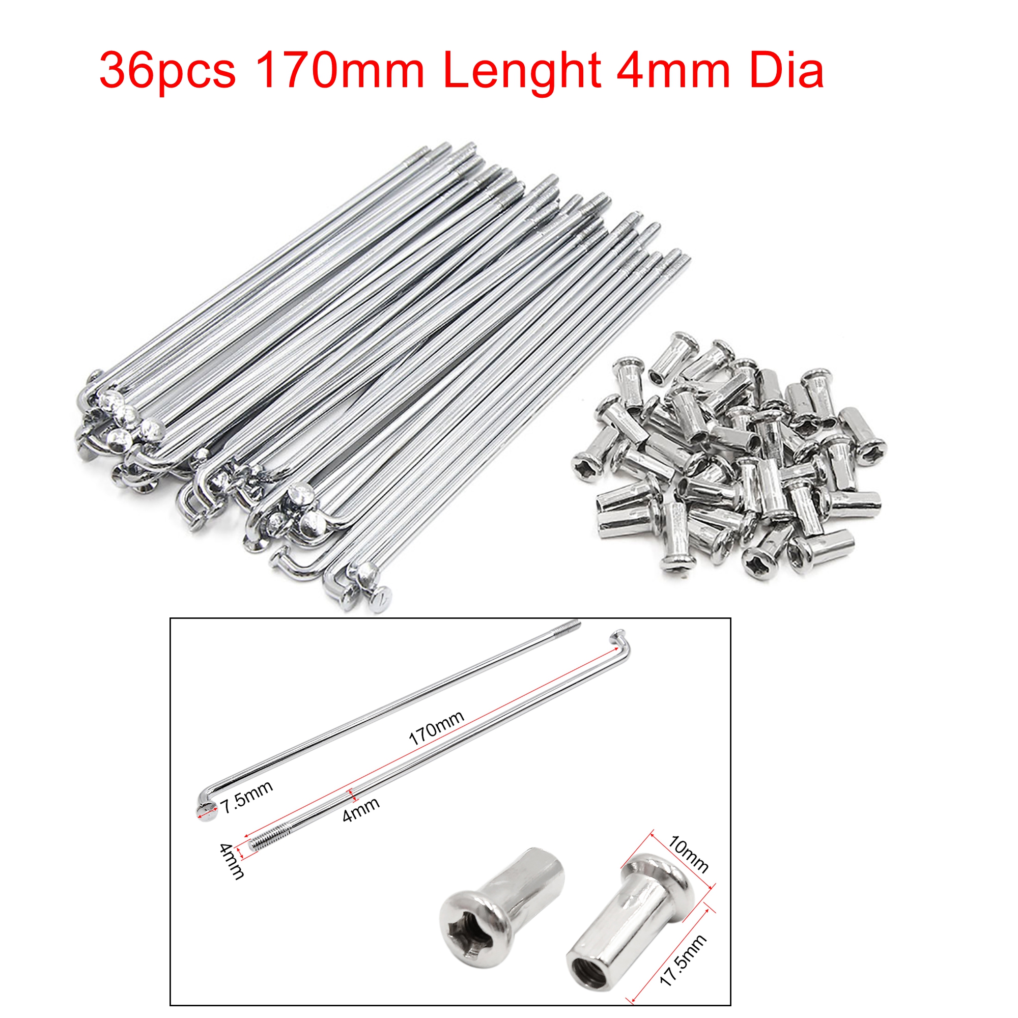 36pcs 72pcs 4mm Thread Diameter 150mm-170mm Length Motorcycle Wheel ...