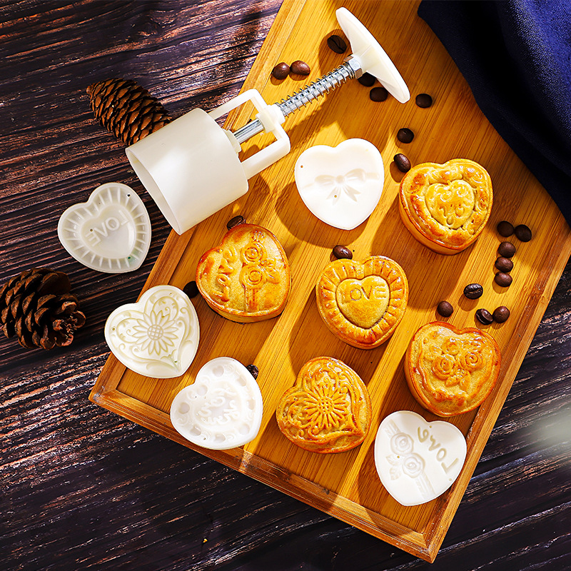 6 Style RoundSquare Flower Mooncake Mold Set 100g Mid Autumn Festival ...