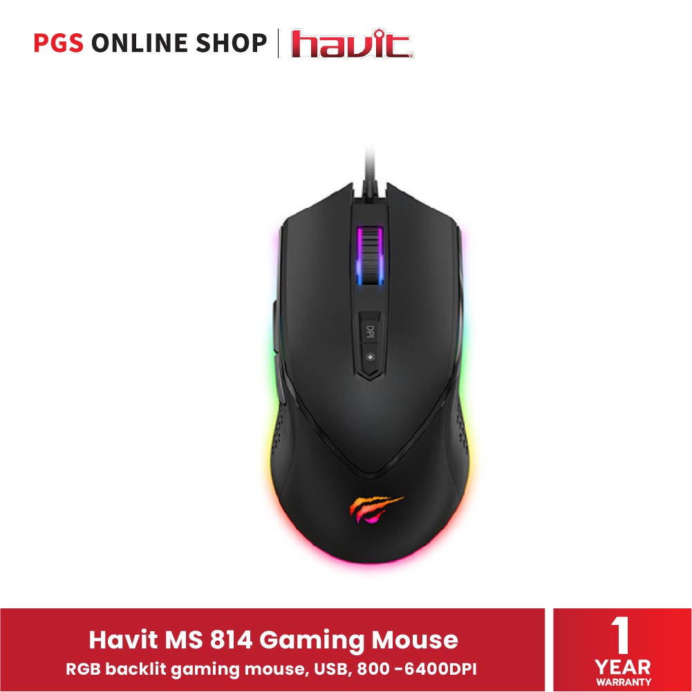 Havit MS 814 Gaming Mouse (เมาส์เกมมิ่ง) RGB backlit gaming mouse USB 800 -6400DPI สินค้ารับ ...