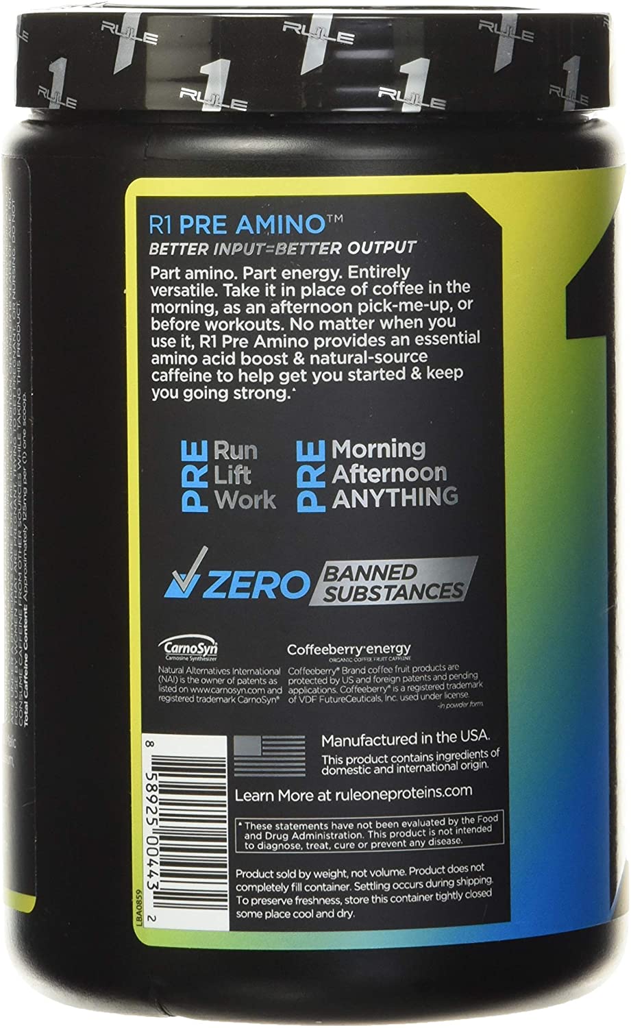 Rule One Proteins, R1 Pre Amino (30 Servings) Blue Razz Lemonade ...