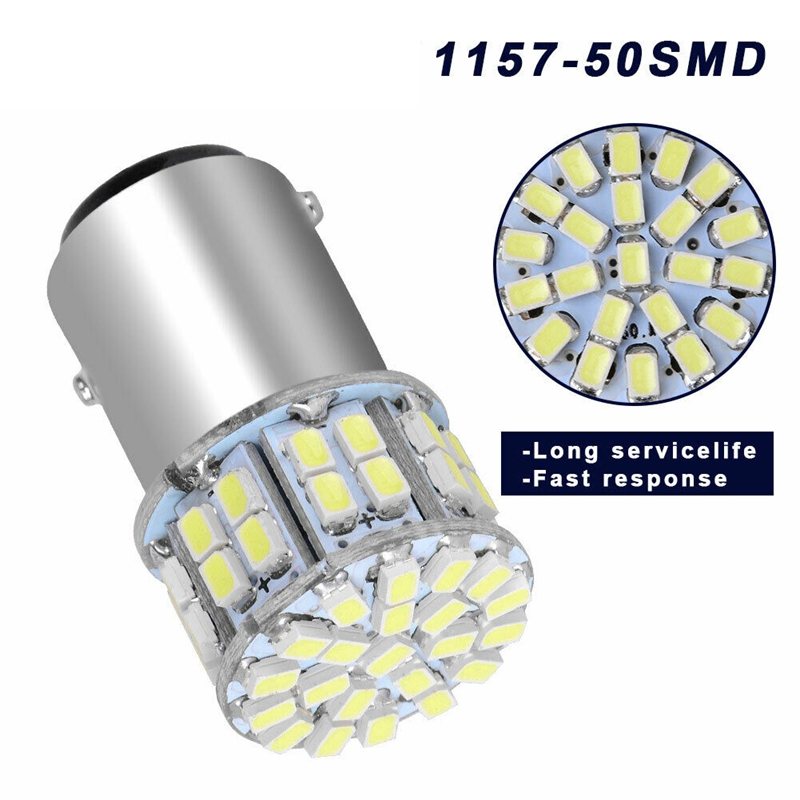 2Pcs 6000K White 1157 50SMD Tail Brake LED Lights Bulb BAY15D 12V - Car nanny - ThaiPick