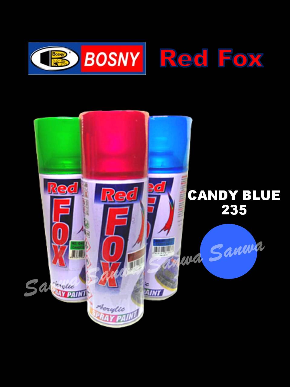 สีสเปรย์ อะคริลิค เรดฟอกซ์ Red FOX 03 สีแก้วโปร่งแสง น้ำเงิน CANDY BLUE ...