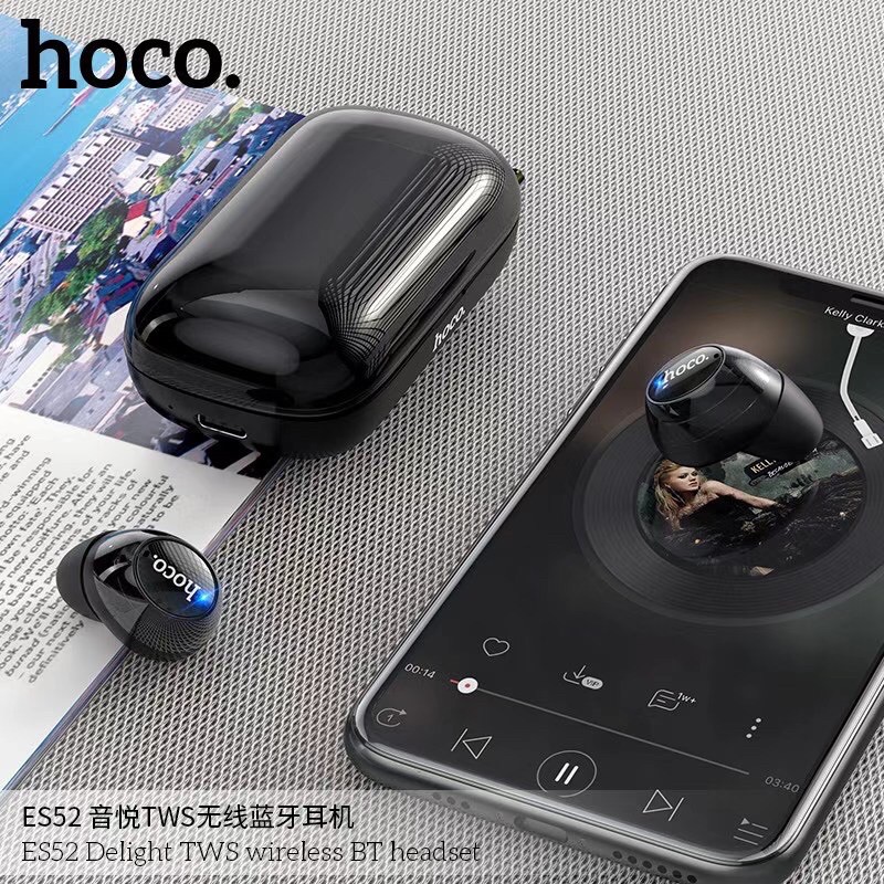 Hoco ES52 TWS ชุดหูฟังไร้สาย V5.0 ความจุแบตเตอรี่หูซ้ายและขวา 40mAh เวลาคุย/เพลง 4.5 ชั่วโมง สแ ...
