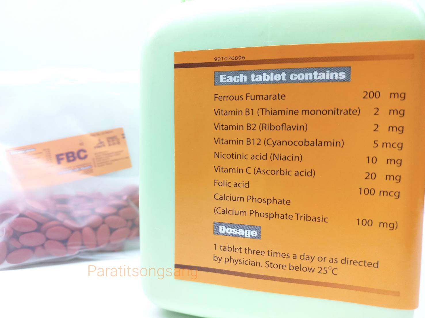 วิตามินบำรุงเลือด FBC ธาตุเหล็ก 1 ถุง 100 เม็ด ของแท้ พร้อมส่ง - พระอาทิตย์ส่องแสง - ThaiPick