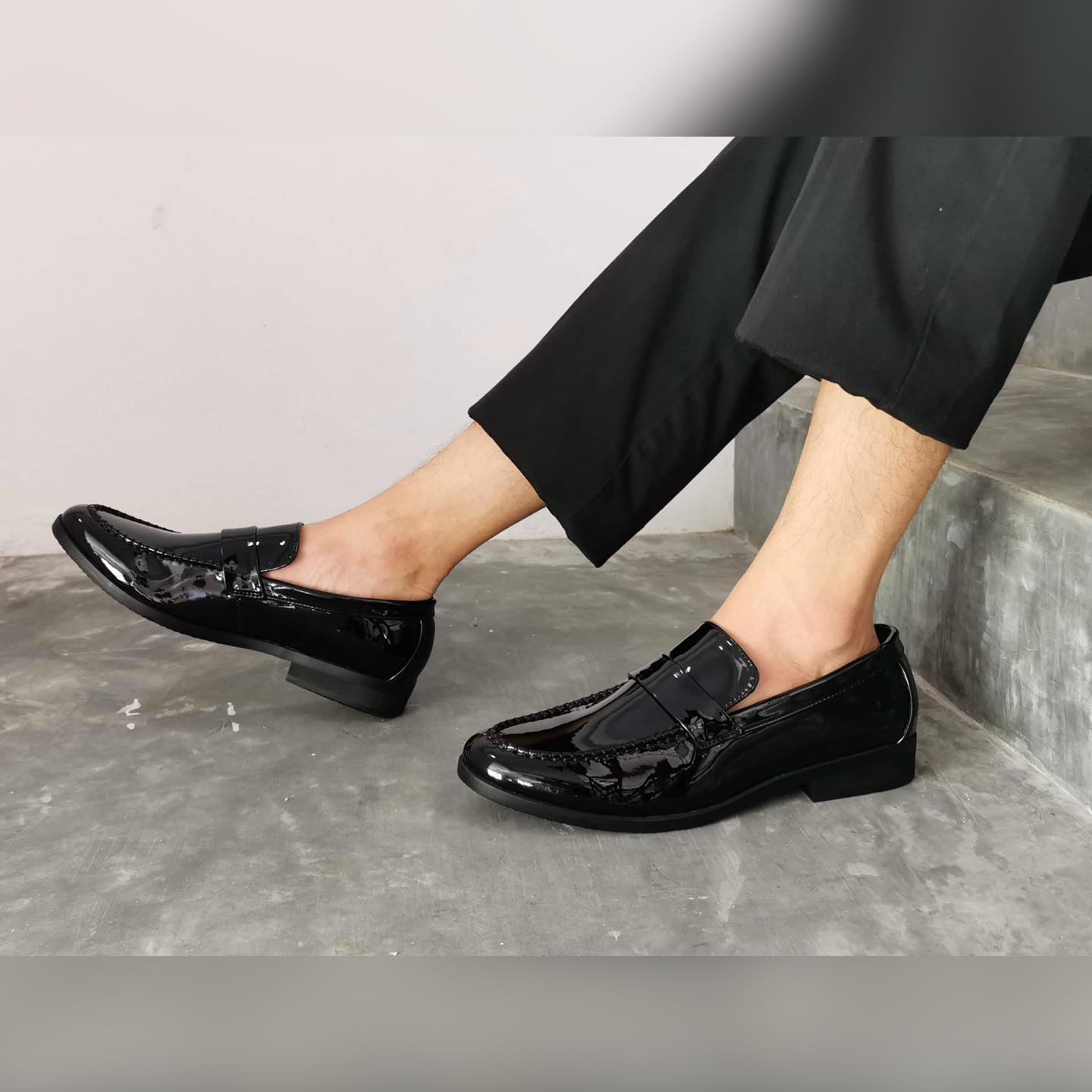 COSMOS SHOES รองเท้าหนังแบบสวม รุ่น Black Patent มีไซส์ใหญ่ถึงเบอร์ 48 ...