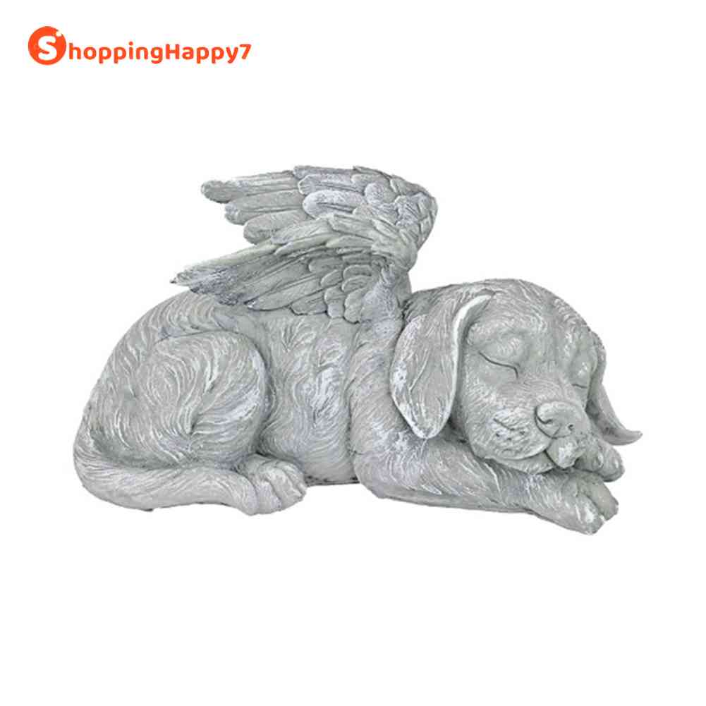 Angel Pet Statue Super Cute Sleeping Dog Cat Angel Wings ประติมากรรม ...