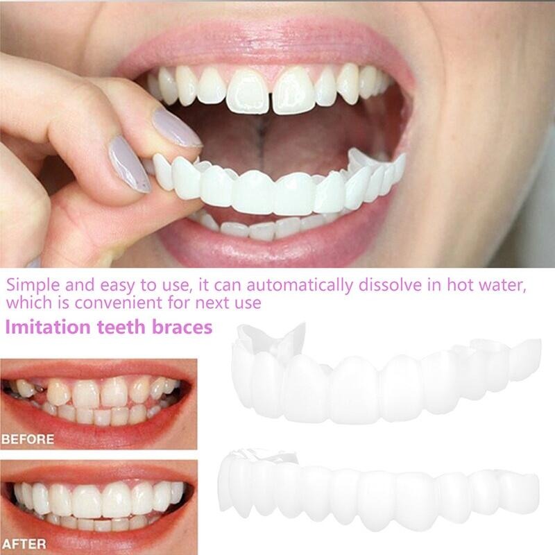 2Pcs Top Bottom Silicone False Teeth Top Bottom Upper Lower Veneers ...