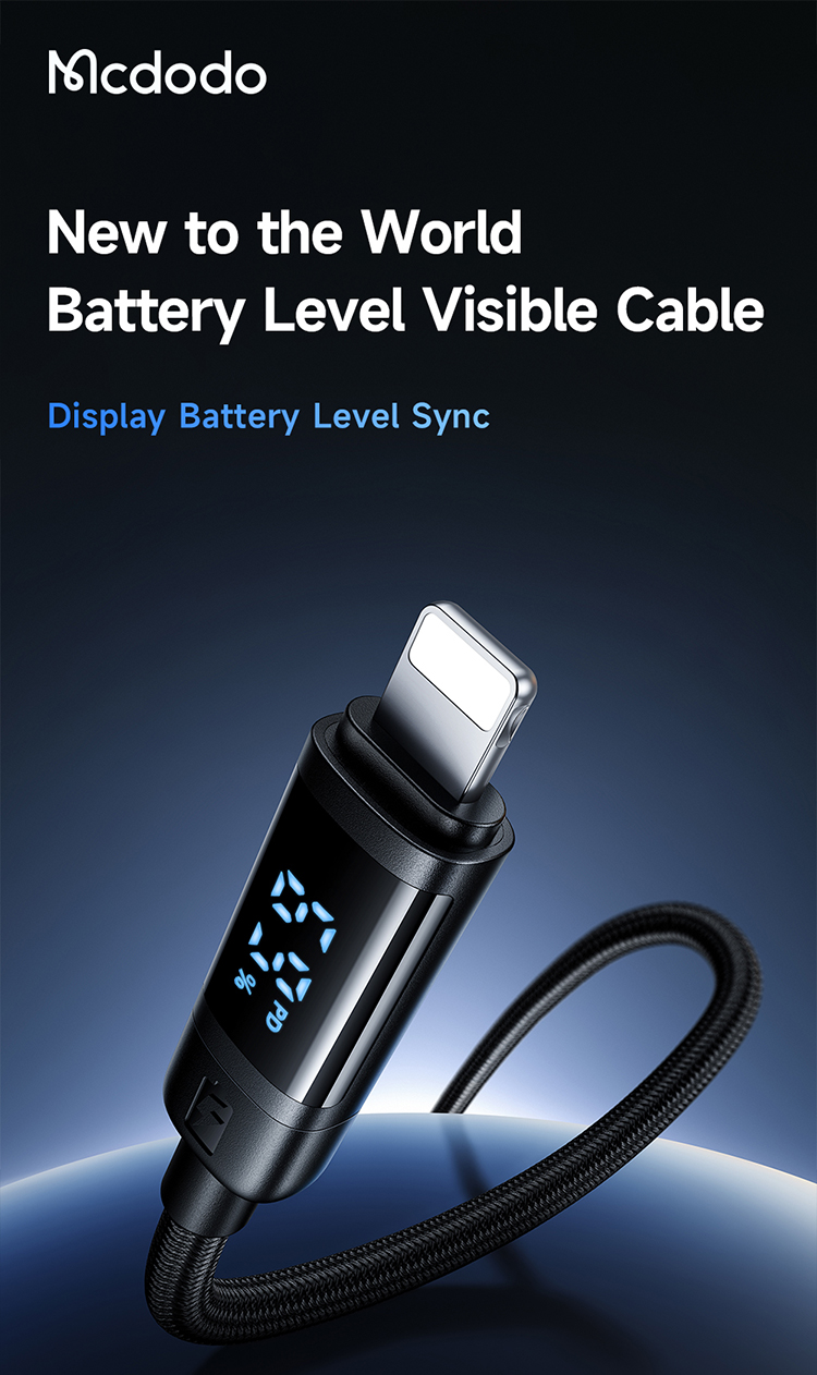 Mcdodo สายชาร์จ BAT Digial Display 36W Type-C to i. Data Cable 1.2m ...