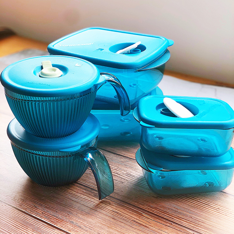 Tupperware Banquet Microwave Soup Bowl Square Meal Preparation Box 2 ...